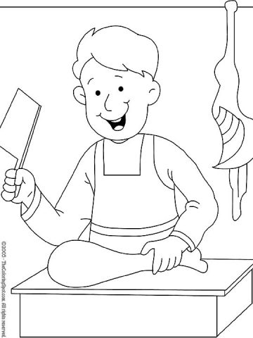 Butcher Coloring Page | Audio Stories for Kids | Free Coloring Pages ...
