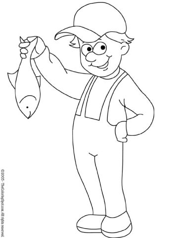 Fisherman Coloring Page | Audio Stories for Kids | Free Coloring Pages ...